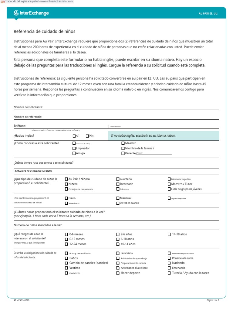 AP Child Care Reference - En.es | PDF