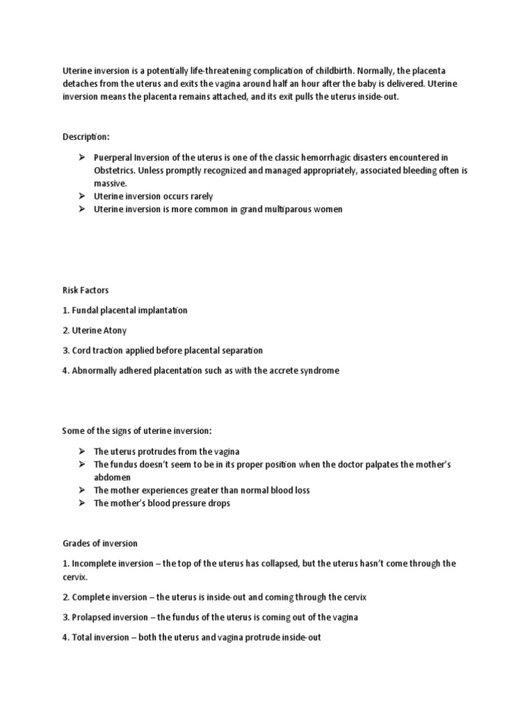 A Comprehensive Review of Uterine Inversion: Causes, Grades, Prevention ...