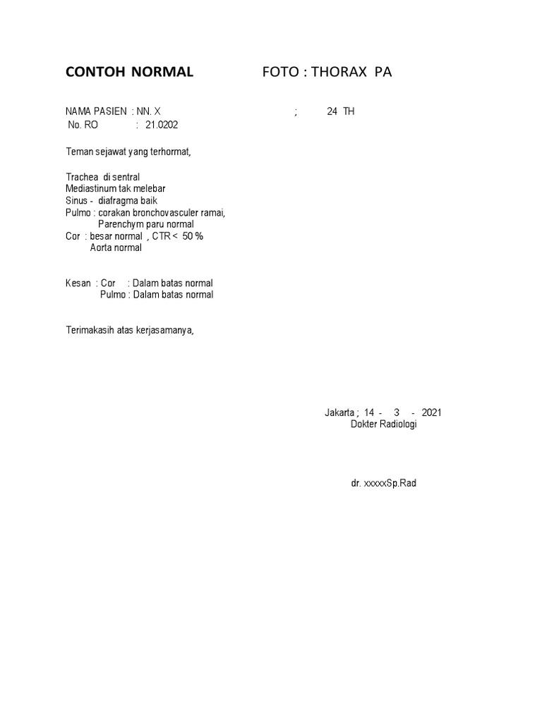 Hasil Radiologi Thorax dan Abdomen | PDF