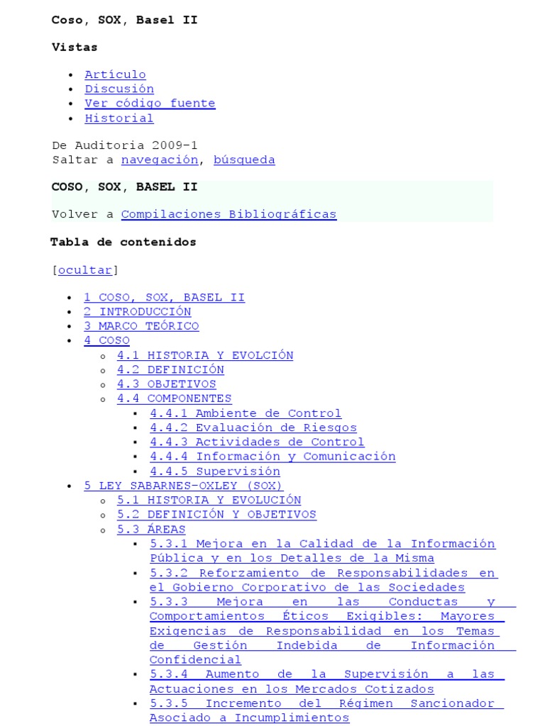 Informe COSO y Ley SOX: Control Interno | PDF | Auditoría | Contralor