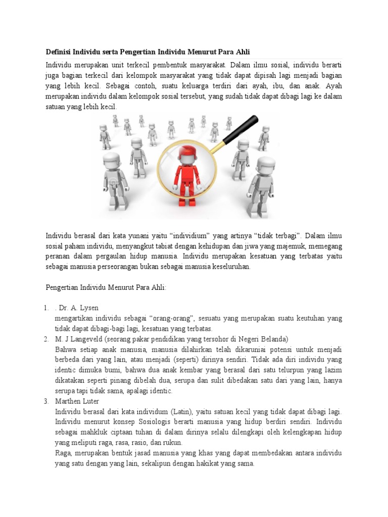 Definisi Individu Serta Pengertian Individu Menurut para Ahli | PDF