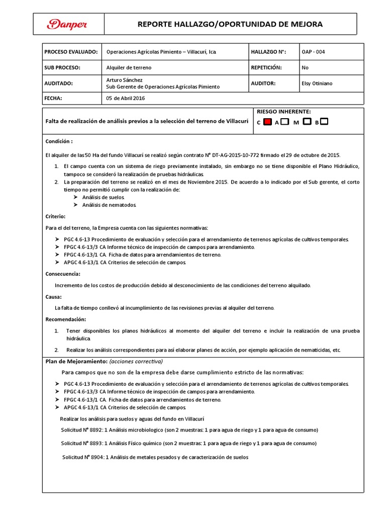 FAIEJ 5 Reporte de Hallazgos OAP - 004 B | PDF