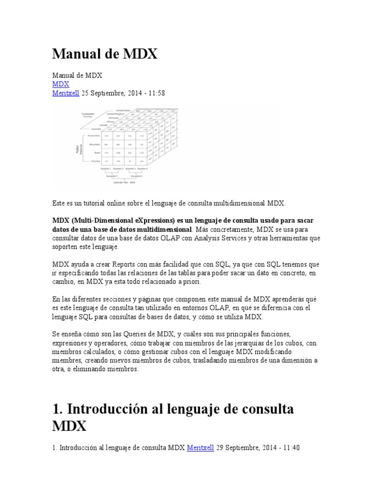 Manual de MDX | PDF | SQL | Bases de datos
