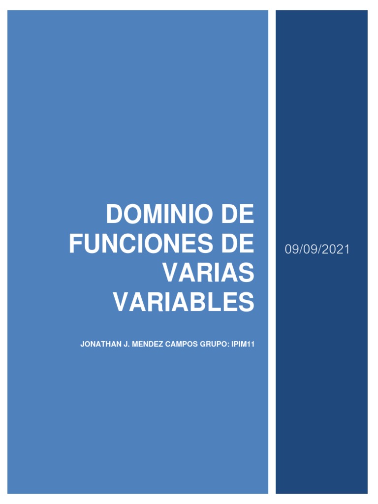 Dominio de Funciones de Varias Variables | PDF