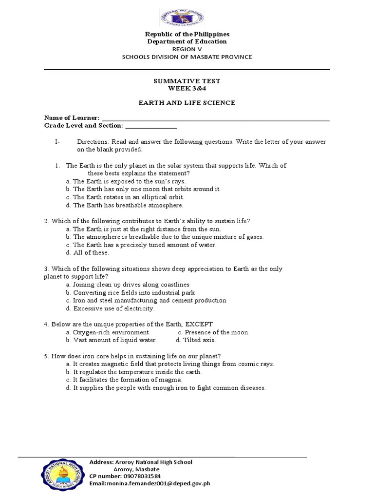 Republic of The Philippines Department of Education | PDF