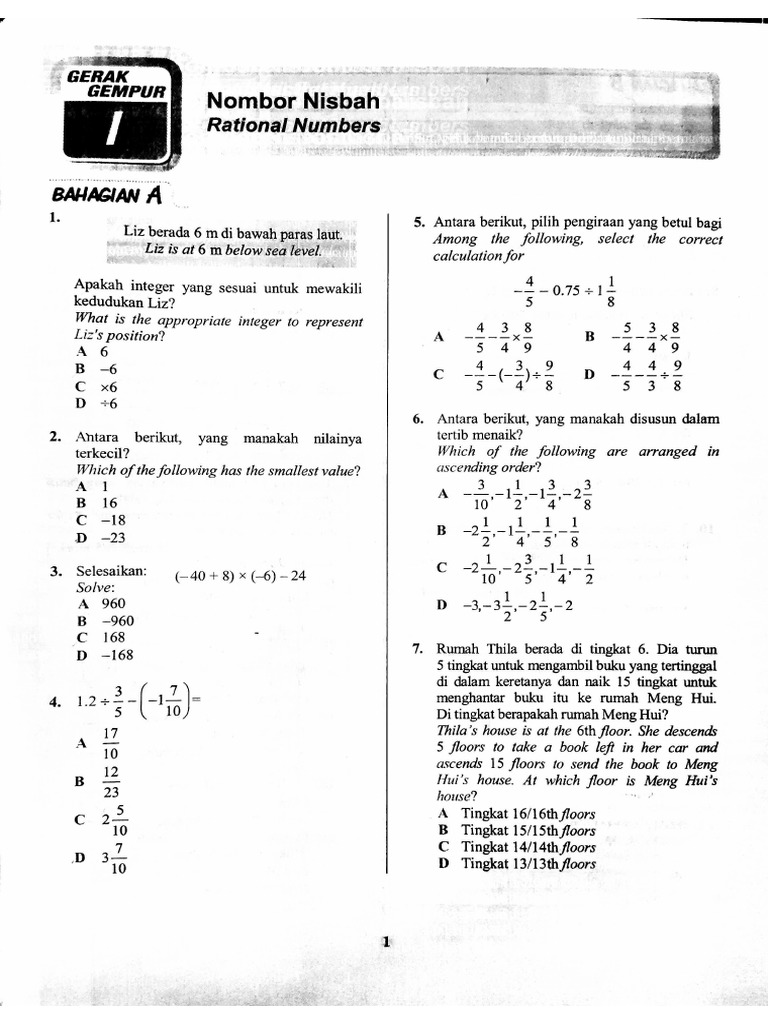 Chapter 1 Rational Number | PDF