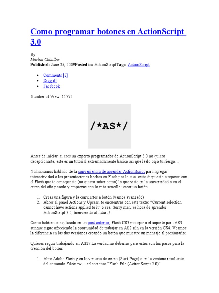 Como Programar Botones en ActionScript 3 | PDF | Script de acción | Comunicacion tecnica
