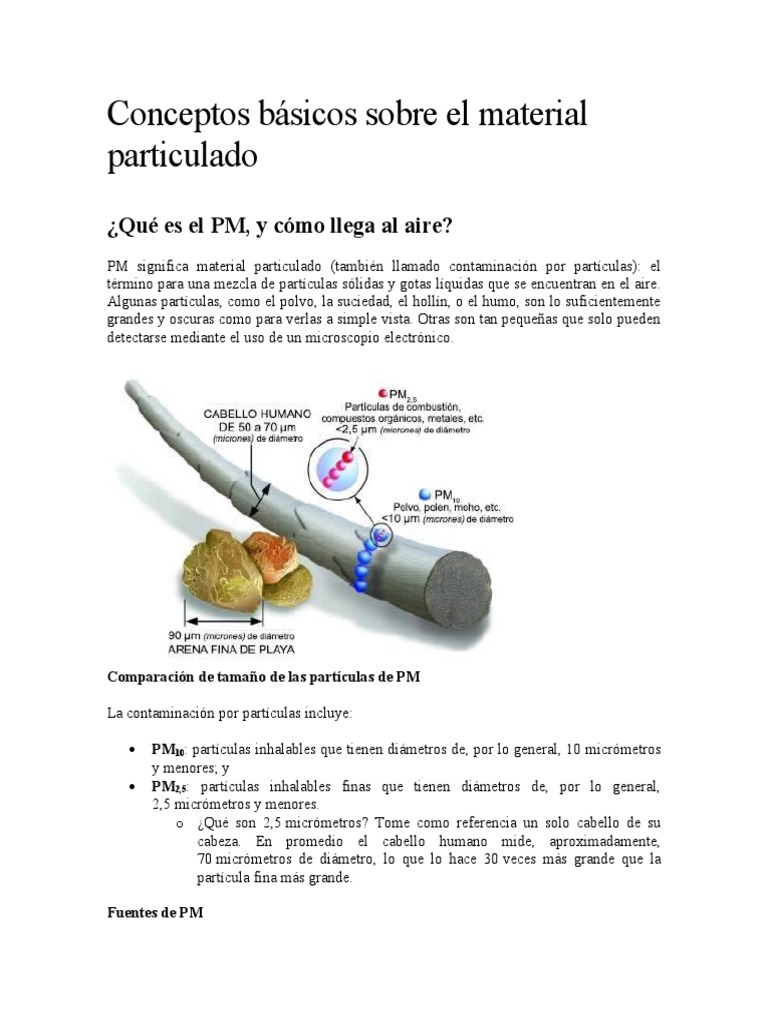 Conceptos básicos sobre el material particulado: definición, fuentes ...