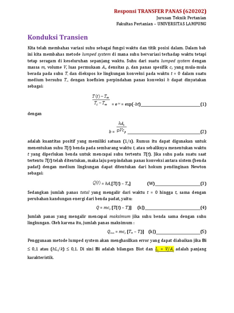 Analisis Konduksi Transien pada Lumped System | PDF