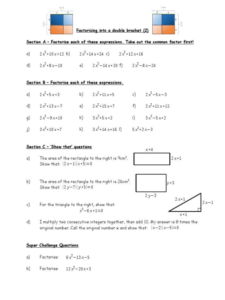 4) Factorising Into A Double Bracket | PDF | Factorization | Mathematics