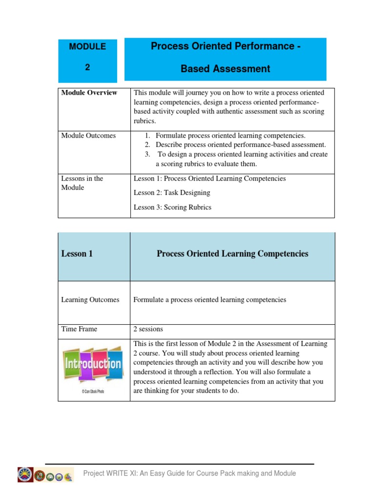 Process Oriented Performance - Based Assessment: Module Overview ...