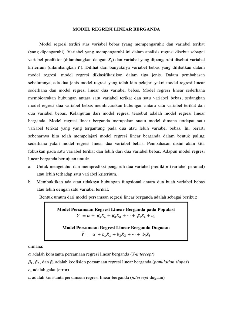 Model Regresi Linear Berganda 3 Variabel | PDF | Sains & Matematika