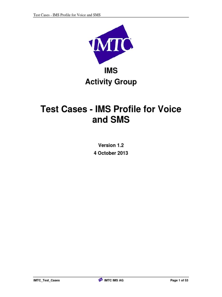 Test Cases - IMS Profile For Voice and SMS | PDF | Ip Multimedia ...