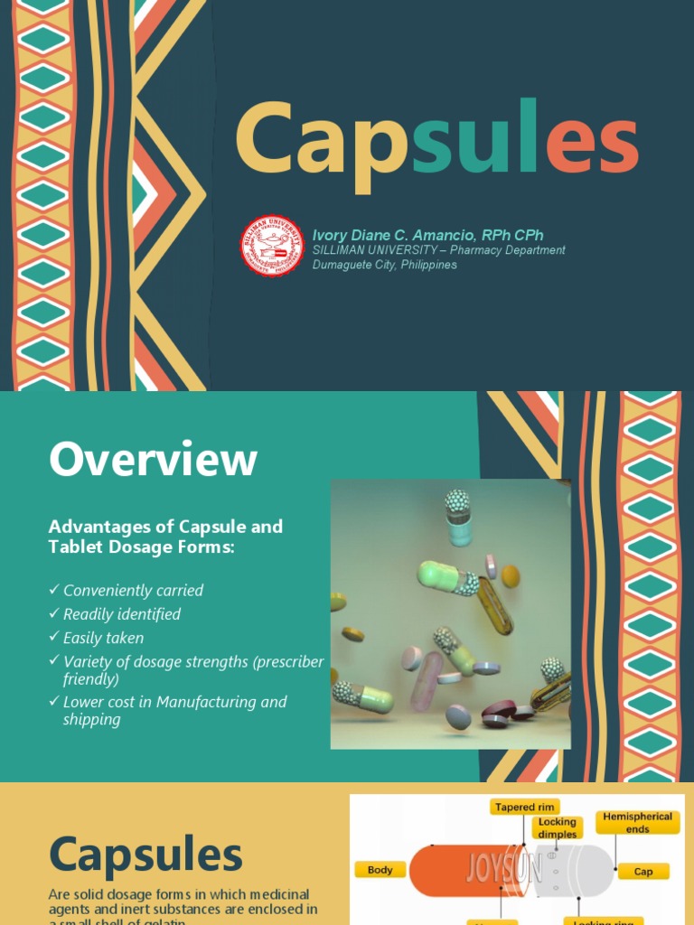 Capsule Dosage Form Overview | PDF | Tablet (Pharmacy) | Gelatin