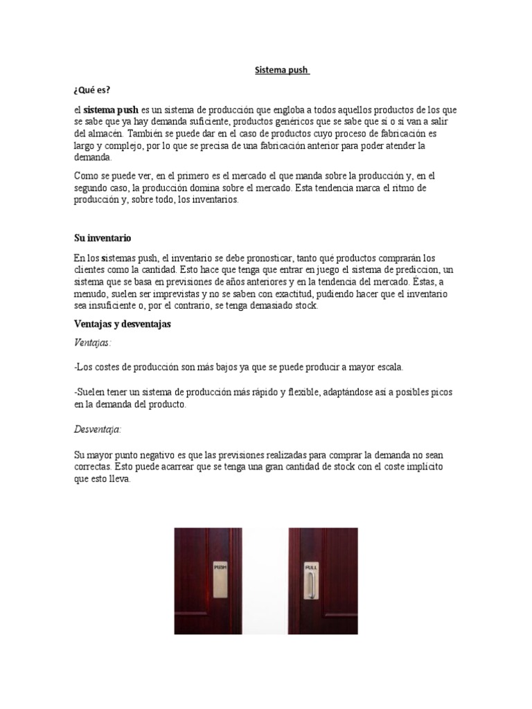 Diferencias entre los sistemas push y pull de producción | PDF ...