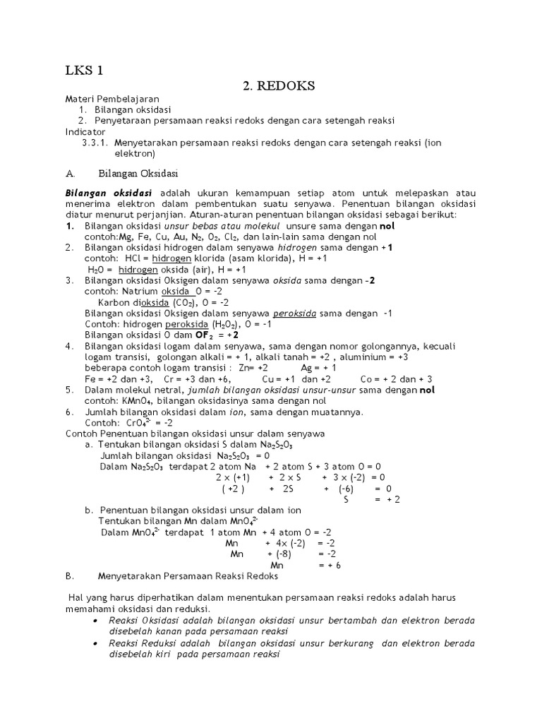 LKPD Reaksi Redoks 1 | PDF | Metode & Bahan Ajar | Sains & Matematika