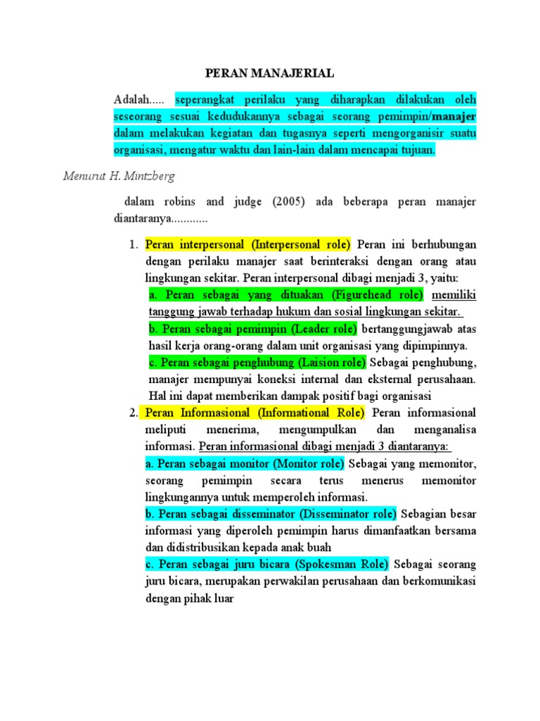 Peran Manajerial | PDF | Karier & Perkembangan