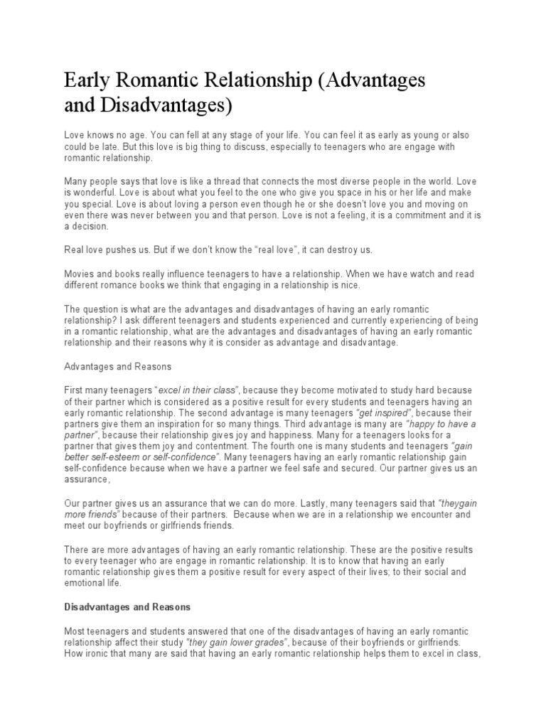 Early Romantic Relationship | PDF | Adolescence | Romance (Love)
