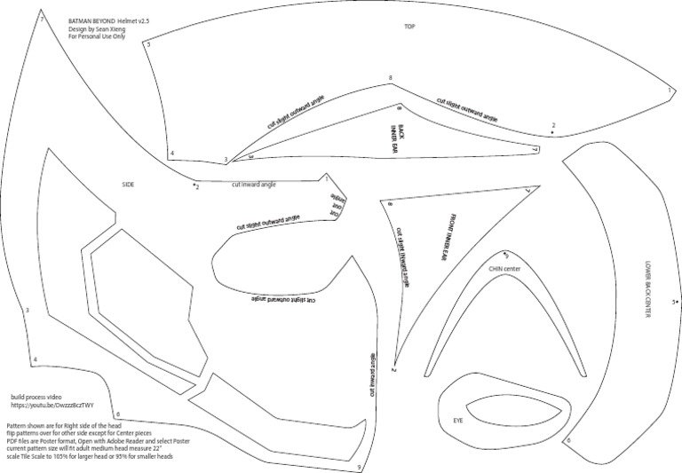 Batman Beyond Helmet Template PDF | PDF