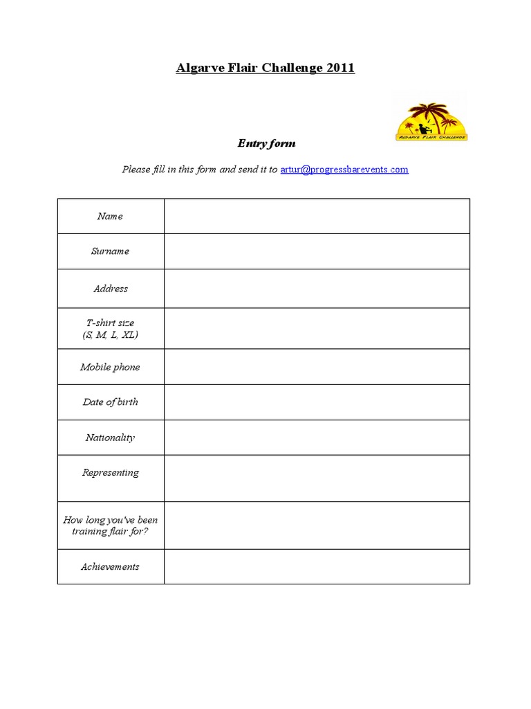 AFC Entry Form | PDF