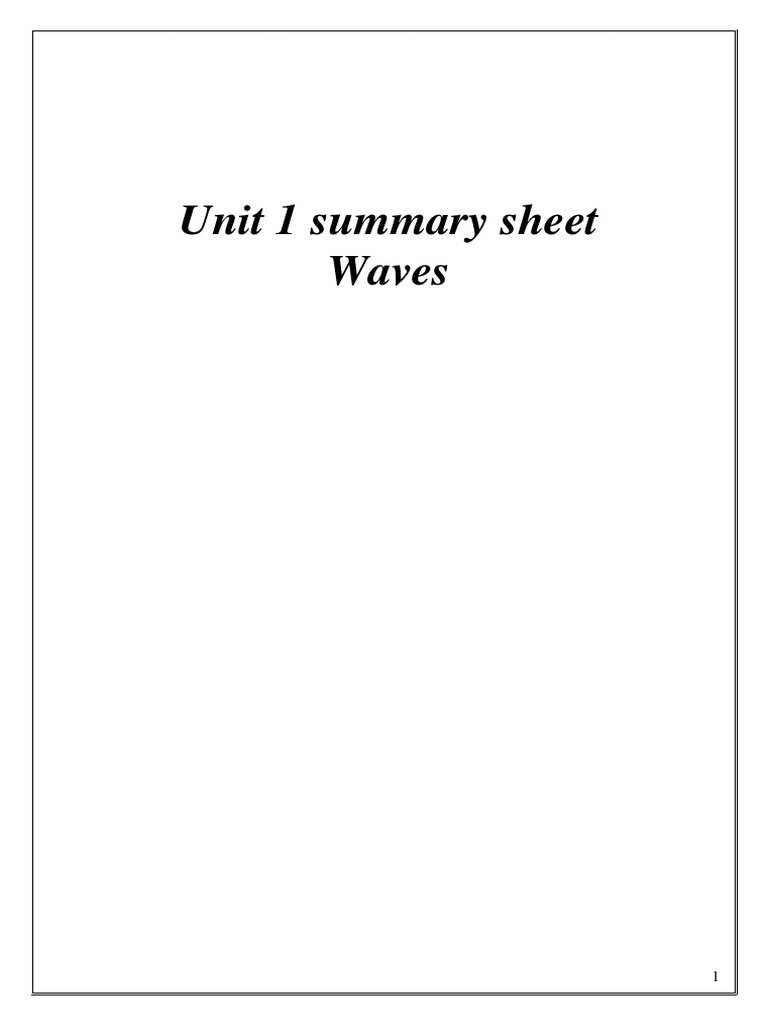 Unit 1 Summary Sheet Waves | PDF | Waves | Ultrasound