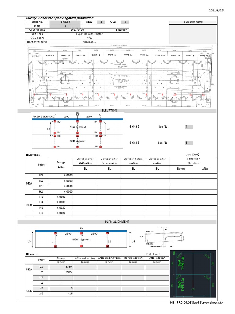 Span Segment Production Survey Sheet | PDF