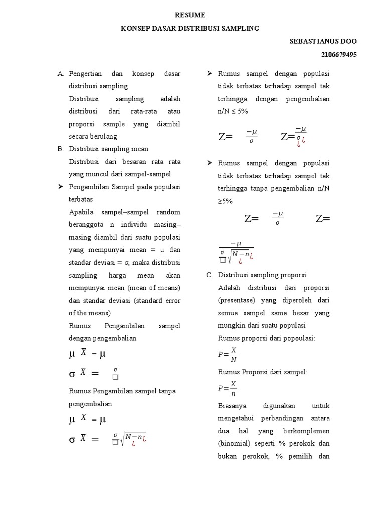 Konsep Dasar Distribusi Sampling | PDF