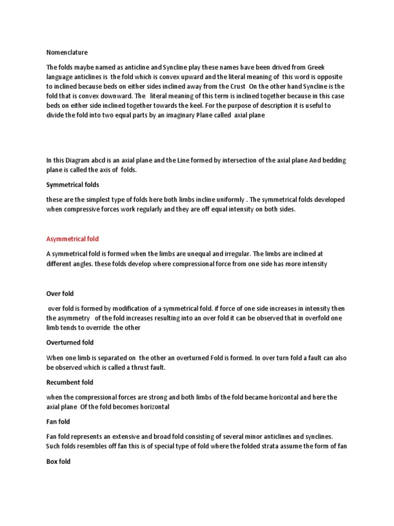 Symmetrical Folds: Asymmetrical Fold | PDF | Geology | Structural Geology