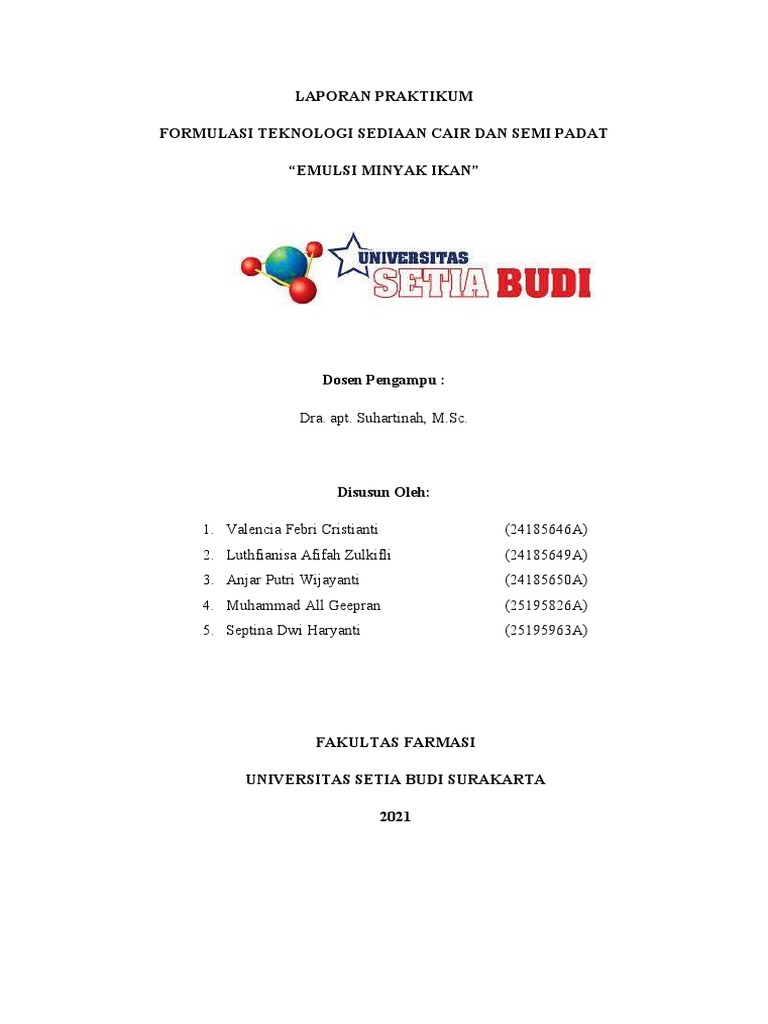 Emulsi Minyak Ikan: Formulasi dan Stabilitas | PDF