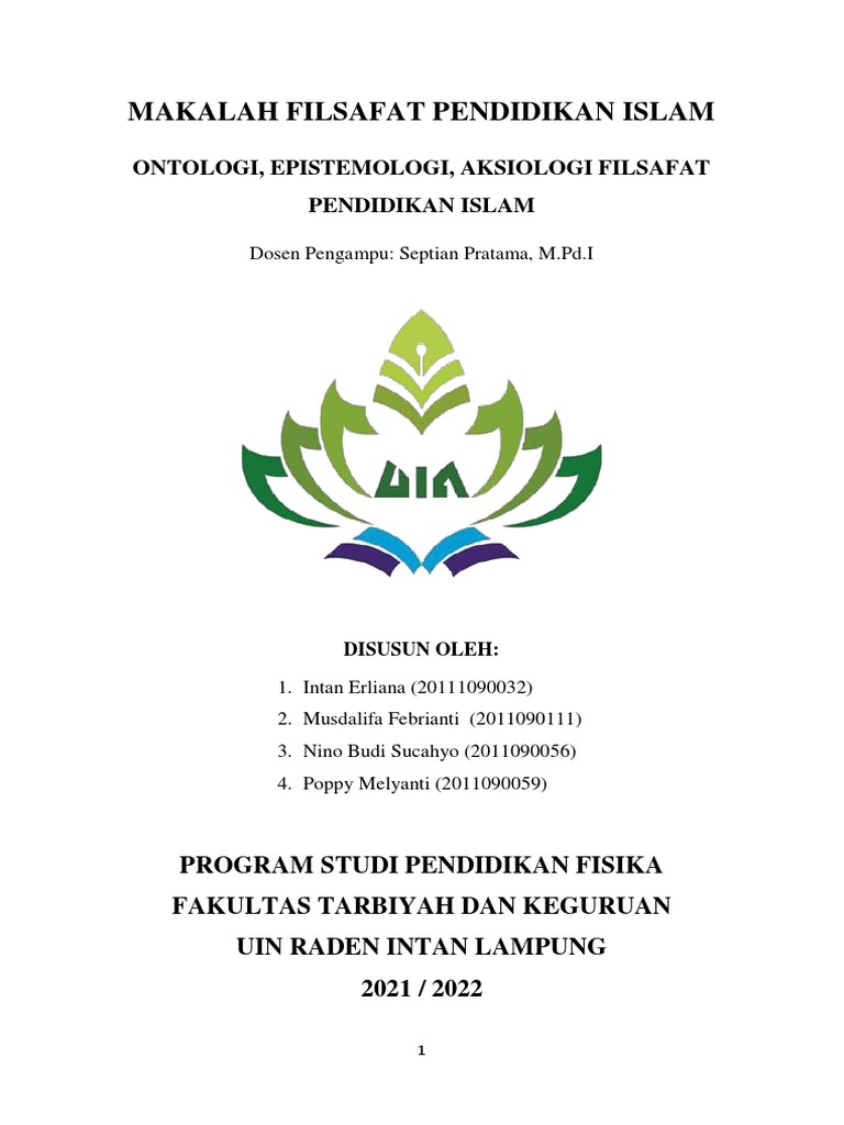 Ontologi, Epistemologi, Aksiologi Filsafat Pend Islam. | PDF | Ilmu Sosial | Sains & Matematika