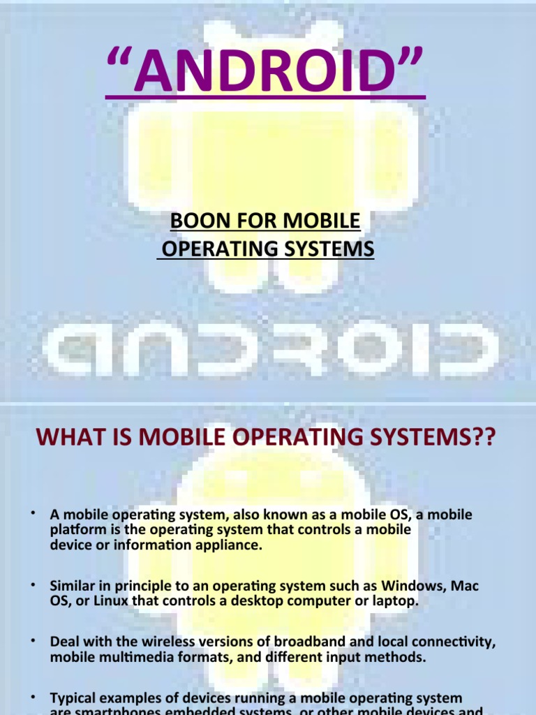 "Android": Boon For Mobile Operating Systems | Download Free PDF | Android (Operating System ...