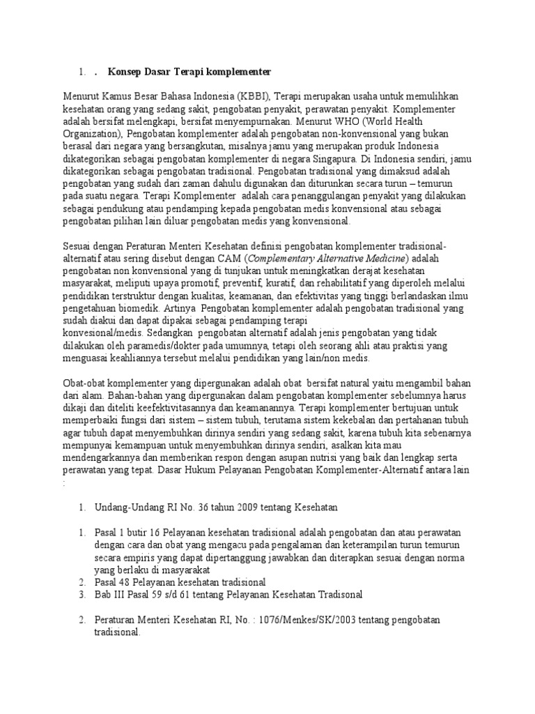 Konsep Dasar Terapi Komplementer | PDF | Sains & Matematika