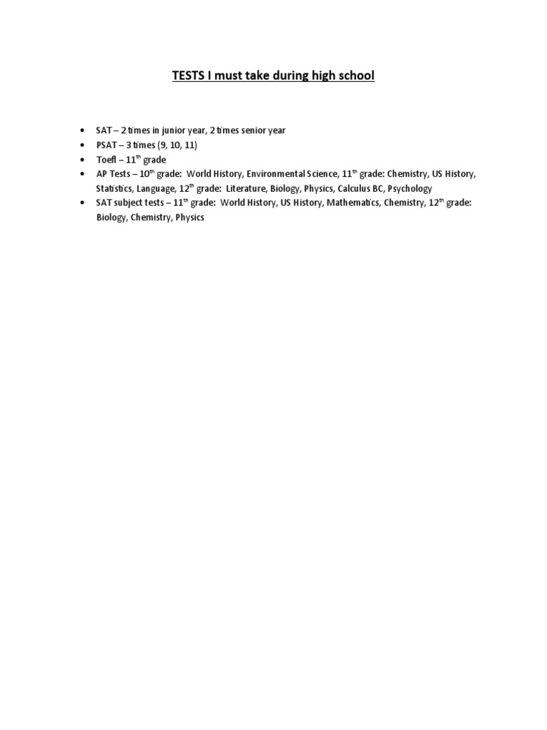 Essential High School Tests to Take | PDF