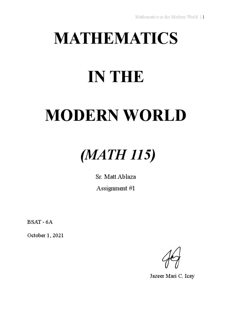 Mathematics in The Modern World: (MATH 115) | PDF | Argument ...