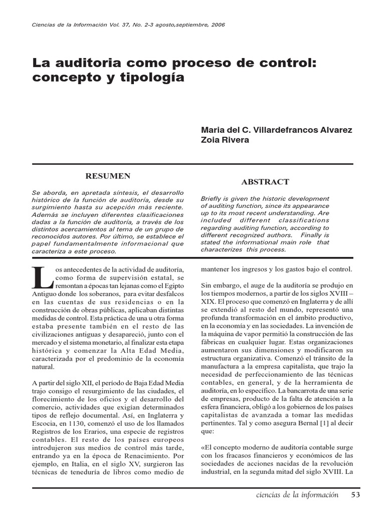 La Auditoria Como Proceso de Control Concepto y Tipología | PDF ...