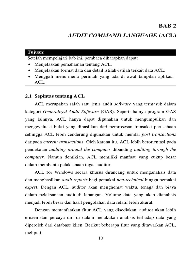BAB 2 Audit Command Language (ACL) | PDF | Bisnis | Teknologi & Rekayasa