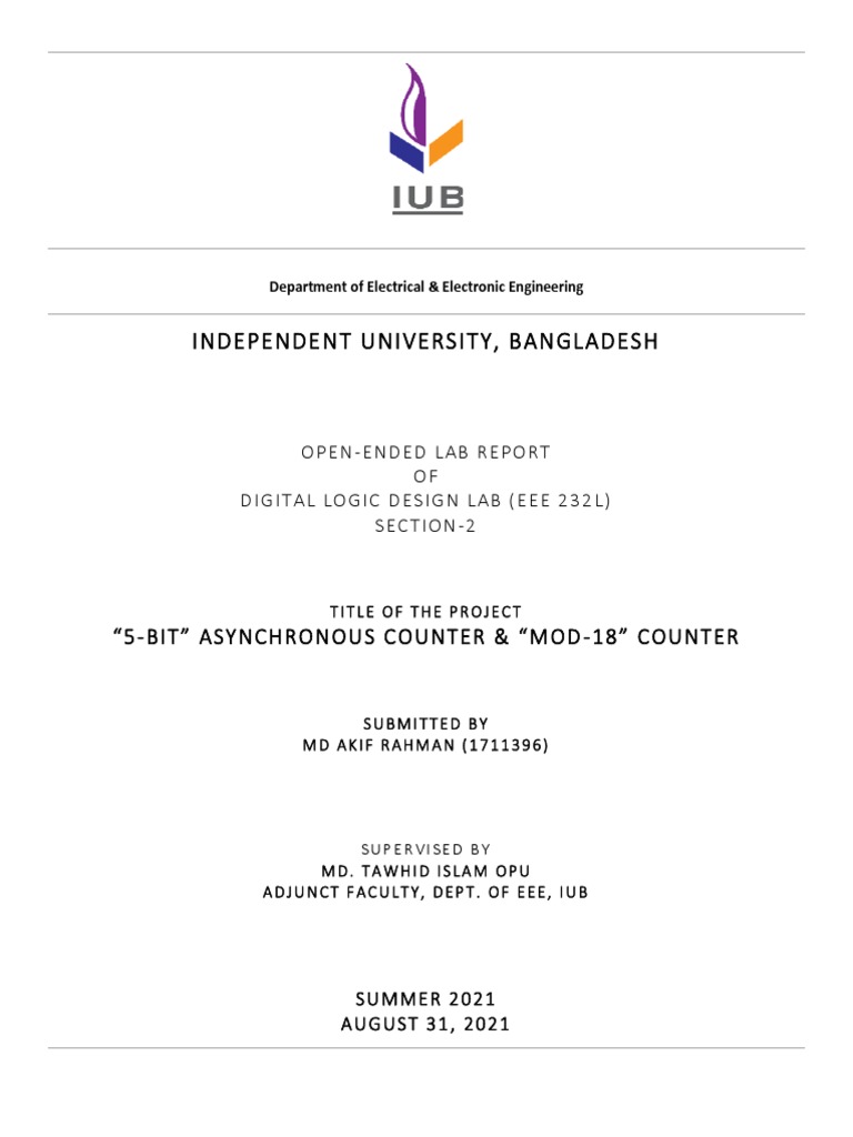 5-BIT ASYNCHRONOUS COUNTER & MOD-18 COUNTER: DESIGN, SIMULATION AND ...