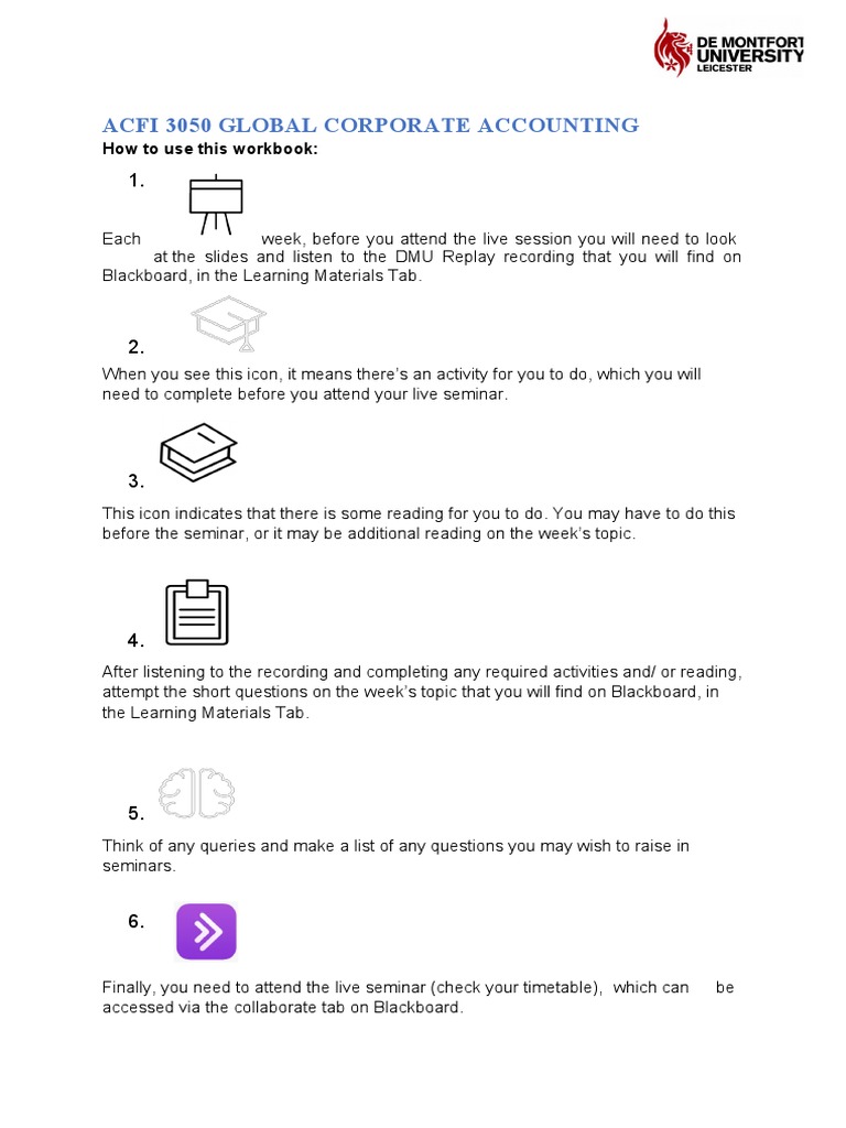 ACFI 3050 Week 1 Study Planner | PDF | Accounting | Financial Statement