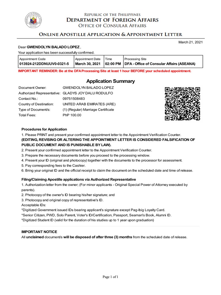 Apostille Appointment | PDF