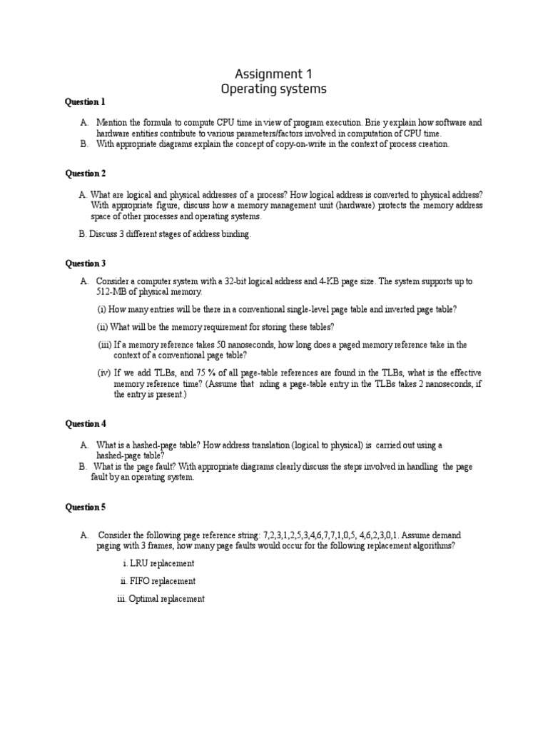 Operating System Questions | PDF | Technology & Engineering Operating System Questions | PDF | Technology & Engineering
