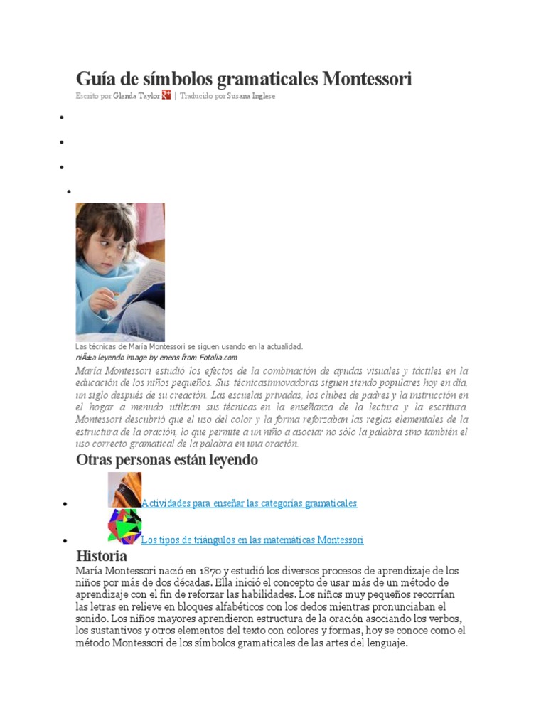 Guía de Símbolos Gramaticales Montessori | PDF | Gramática | Educación ...