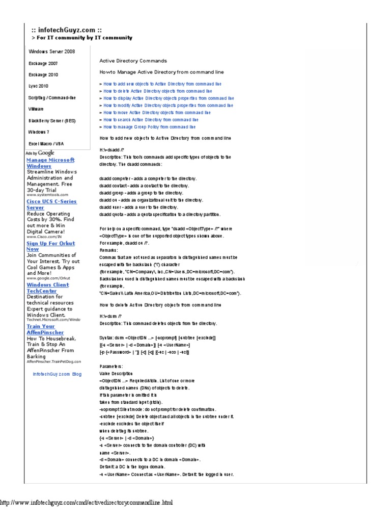 Active Directory Command Line Guide | PDF | Group Policy | Active Directory