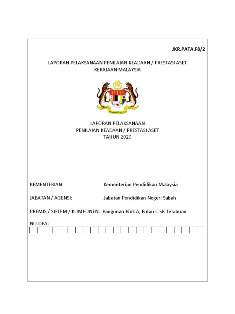 Template Borang JKR - PATA.F8 SK TETABUAN | PDF