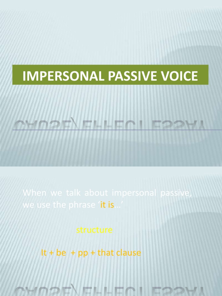 Impersonal Passive | PDF