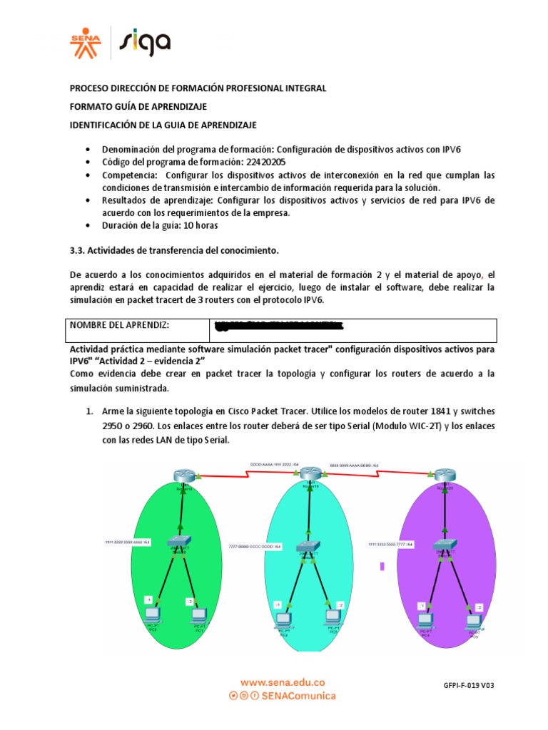 Configuracion de Dispositivos Activos para Red Ipv6 Actividad 2 Evidencia 2 | PDF | Yo Pv6 ...