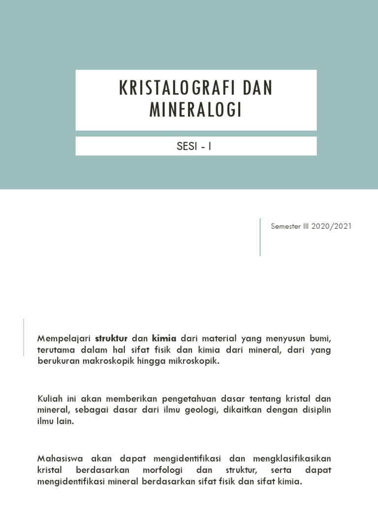 Bahan Kristalografi Dan Mineralogi | PDF