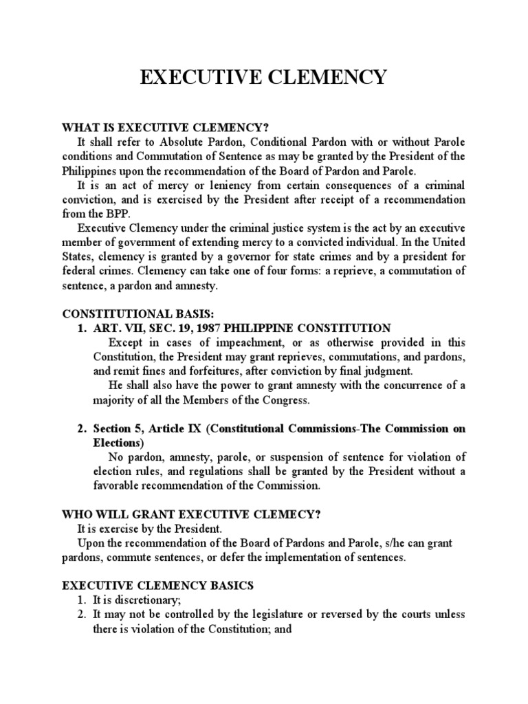 Executive Clemency | PDF | Pardon | Law Enforcement