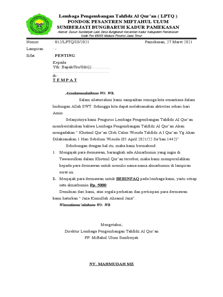 Contoh Undangan Infaq | PDF