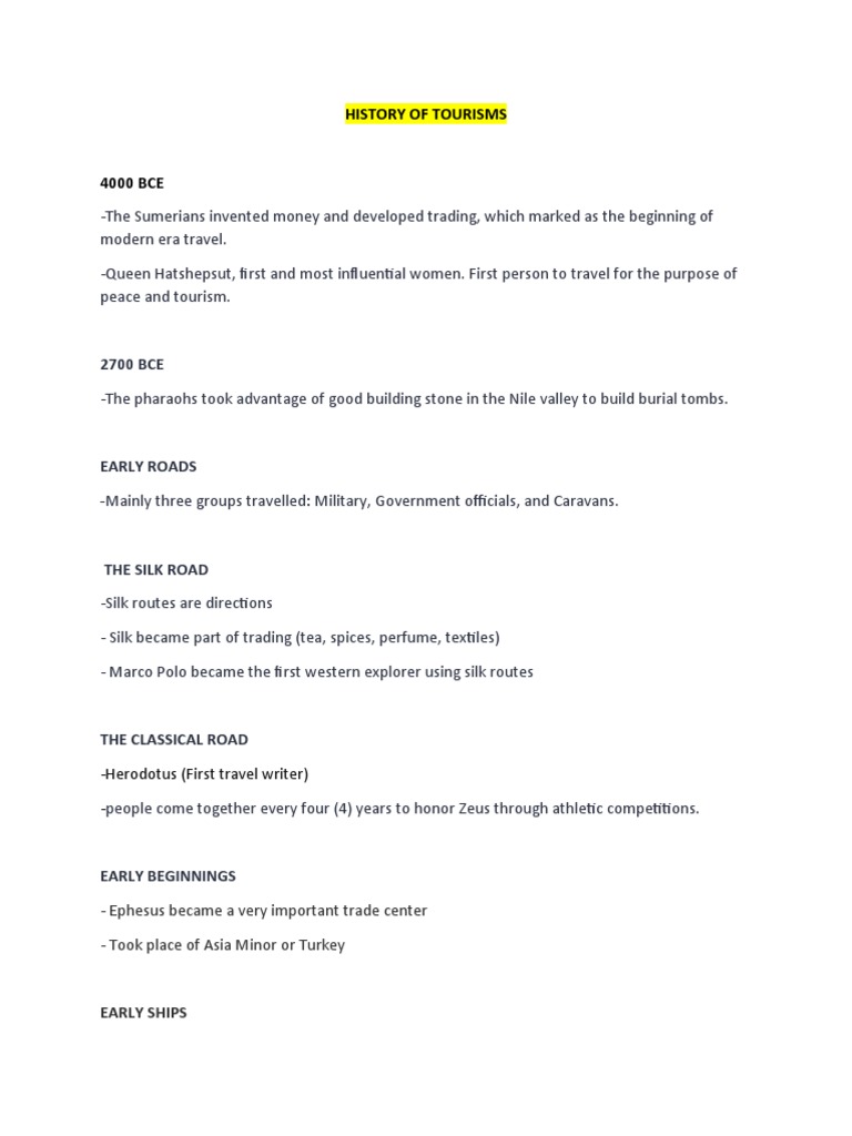 History of Tourism & Scope and Sector of Tourism | PDF | Tourism | Hotel