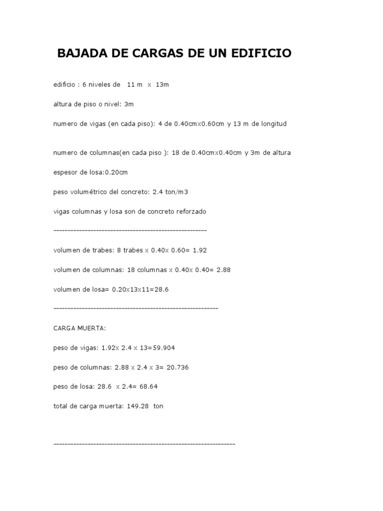 Bajada de Cargas de Un Edificio | PDF